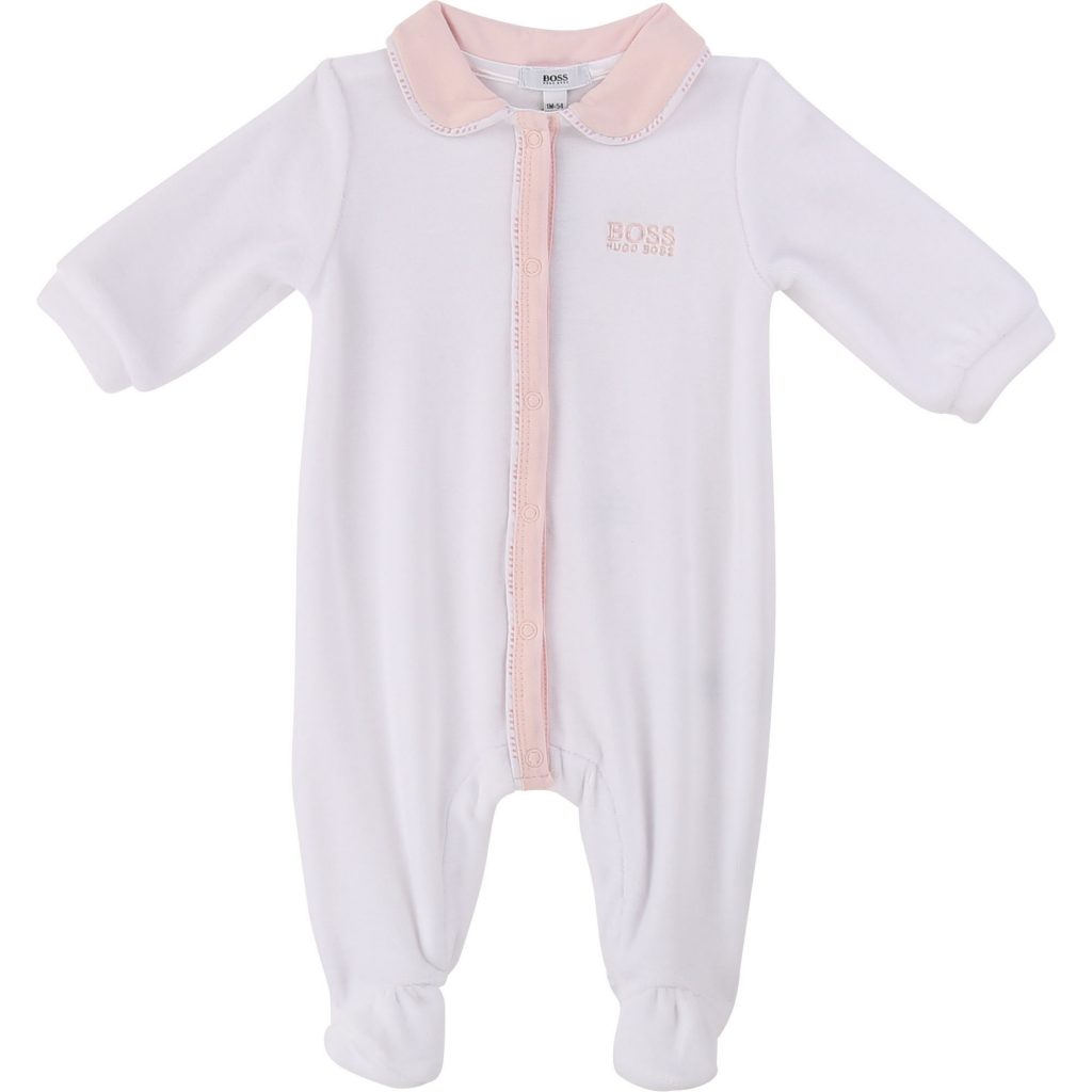 Pyjama en velours BOSS BEBE COUCHE FILLE Blanc - UnPyjama